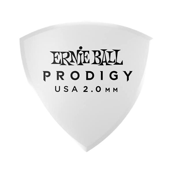 ホワイト/-/P09338・パッケージ個数:1・Ernie Ball Prodigy ピック・素材：Delrin・厚さ：2.0mm・滑りにくい・ホワイト6枚入り