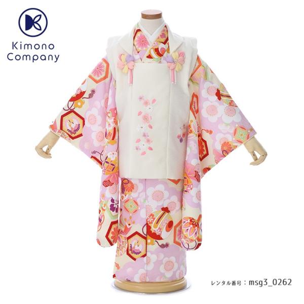 <商品名>　msg3_0262　:　3歳女の子用　式部浪漫(Shikibu Roman)<素材>　表地：合成繊維(高級ポリエステル)　　裏地：合成繊維<サイズ>裄40cm・着丈95cm・袖丈56cm&lt...