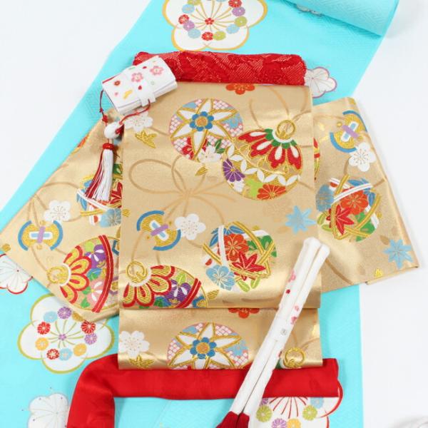 【仕立てなし/お仕立て前確認の場合、1-2営業日で発送】きもの　和＜なごみ＞セレクト、七五三用、西陣織の祝い帯。7歳のお嬢様にお使いいただけるジュニア用の袋帯です。こちらは、形が作られた作り帯とは違い、大人の帯と同じように結んでいただくタイ...