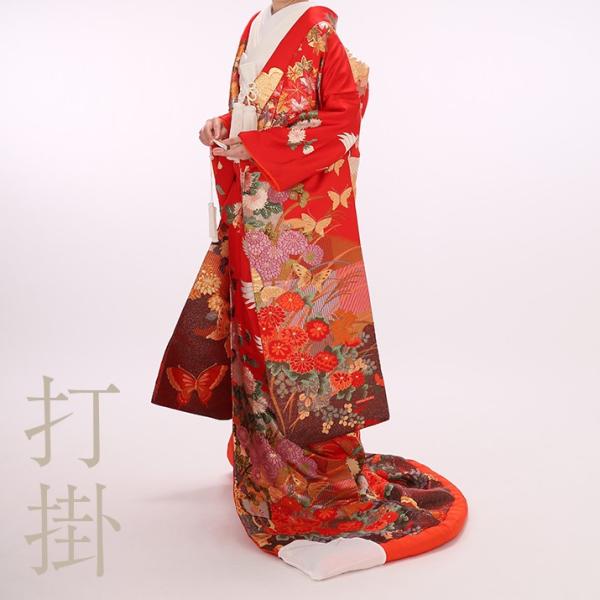 色打掛レンタル17点フルセット【紅】 足袋プレゼント 結婚式 花嫁衣装 和装 着物レンタル 貸衣装 前撮り 打ち掛け 格安 紋付袴 披露宴【ご確認】※原則ご希望利用日から10日以上前の予約でご用意しております。ご利用日が直近の場合、お届けが...