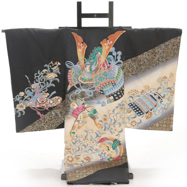 男児産着レンタル【黒/兜に金模様/兜】お宮参り 初着 祝着 フルセット 着物 赤ちゃん 男の子 ベビー 記念撮影【ご確認】※原則ご希望利用日から10日以上前の予約でご用意しております。ご利用日が直近の場合、お届けが難しい可能性がございます。...