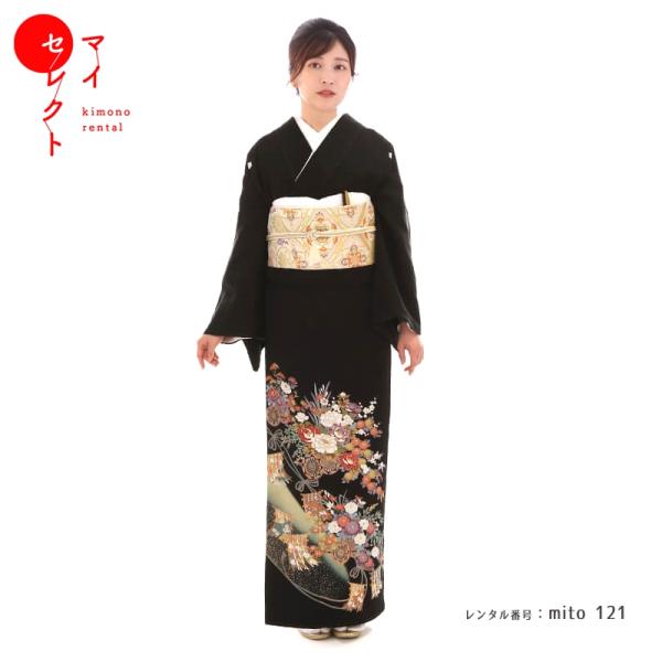 ↓【もっと見る】をクリックして予約状況カレンダーをご確認してください。<商品名>　mito_121　:　北282　几帳と花車<素材>　表地：正絹100％　裏地：比翼仕立合成繊維<サイズ>　裄68cm・身丈...
