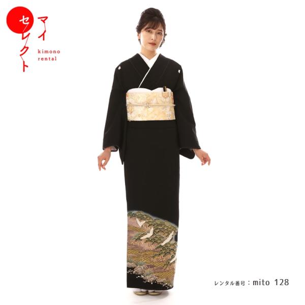↓【もっと見る】をクリックして予約状況カレンダーをご確認してください。<商品名>　mito_128　:　北295　流水に松と鶴<素材>　表地：正絹100％　裏地：比翼仕立合成繊維<サイズ>　裄66cm・身...