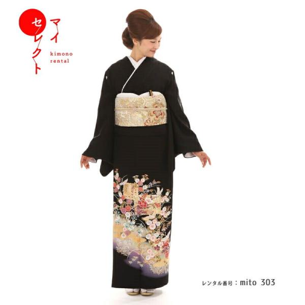 ↓【もっと見る】をクリックして予約状況カレンダーをご確認してください。<商品名>　mito_303　:　N-292　慶翔鶴に花の香　フリー<素材>　表地：正絹100％　裏地：比翼仕立合成繊維<サイズ>　裄...