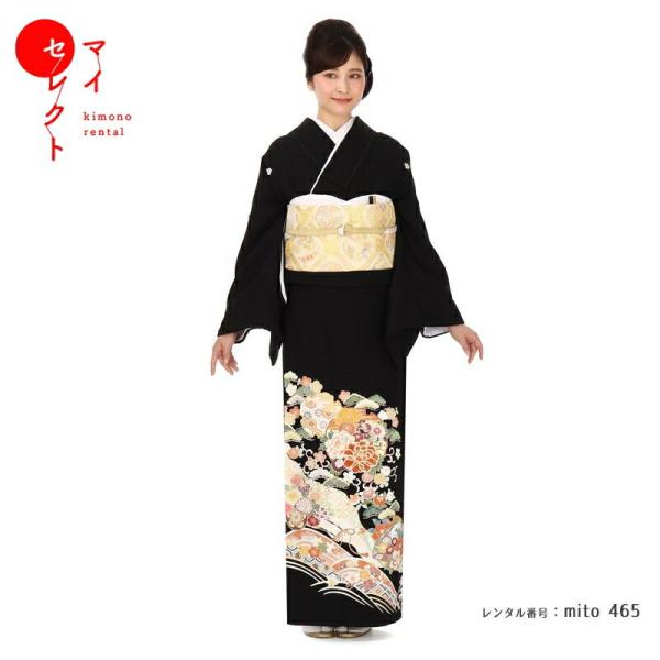 ↓【もっと見る】をクリックして予約状況カレンダーをご確認してください。<商品名>　mito_465　:　雪輪花車<素材>　表地：正絹100％　裏地：比翼仕立合成繊維<サイズ>　裄68cm・身丈168cm・...