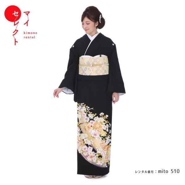 ↓【もっと見る】をクリックして予約状況カレンダーをご確認してください。<商品名>　mito_510　:　金彩色紙に彩花重ね<素材>　表地：正絹100％　裏地：比翼仕立合成繊維<サイズ>　裄68cm・身丈1...