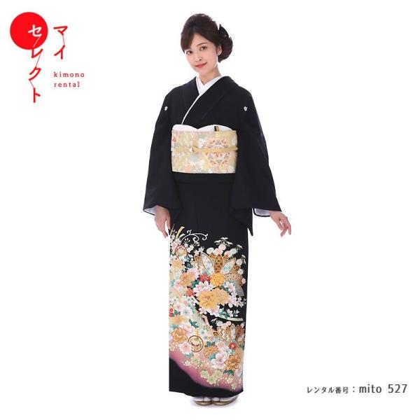 ↓【もっと見る】をクリックして予約状況カレンダーをご確認してください。<商品名>　mito_527　:　大菊に熨斗草花<素材>　表地：正絹100％　裏地：比翼仕立合成繊維<サイズ>　裄68cm・身丈172...