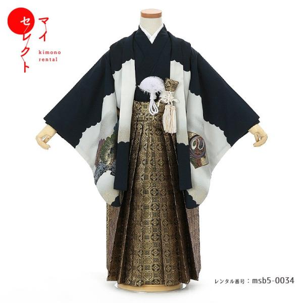 <商品名>　msb5_0034：５歳男の子用<素材>　表地：合成繊維(高級ポリエステル)　裏地：合成繊維<サイズ>　裄49cm・ハカマ丈59cm<対応身長>　103cmから118cm位<...