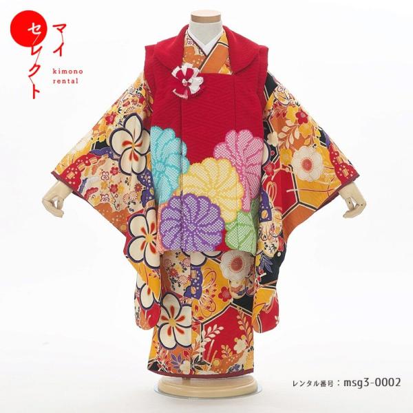 <商品名>　msg3_0002　:　3歳女の子用<素材>　表地：合成繊維(高級ポリエステル)　　裏地：合成繊維<サイズ>　裄40cm：着丈95cm<対応身長>　85cmから100cm位 &lt...