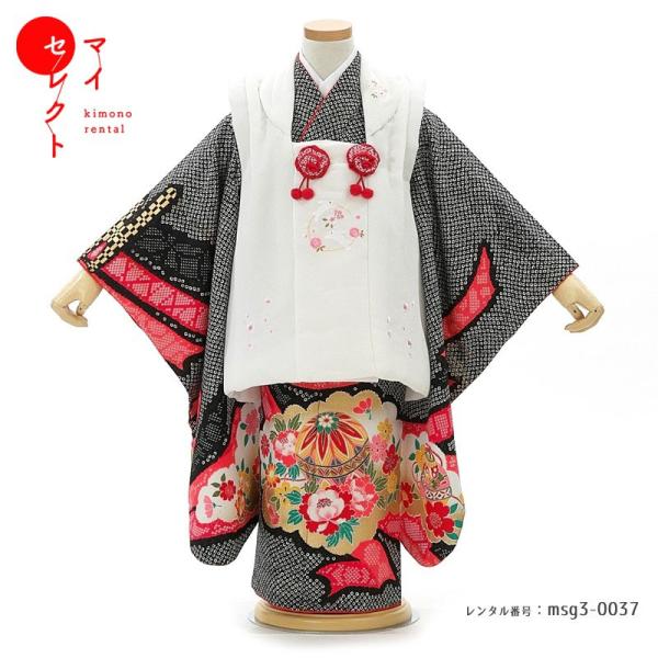 <商品名>　msg3_0037　:　3歳女の子用<素材>　表地：合成繊維(高級ポリエステル)　　裏地：合成繊維<サイズ>　裄40cm：着丈103cm<対応身長>　85cmから100cm位 &l...