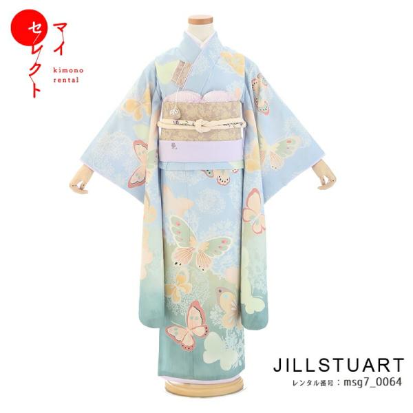 <商品名>　msg7_0064　:　7歳女の子用 ジルスチュアート(JILL STUART)<素材>　表地：合成繊維(高級ポリエステル)　　裏地：合成繊維<サイズ>　裄52cm・着丈135cm・袖丈76c...