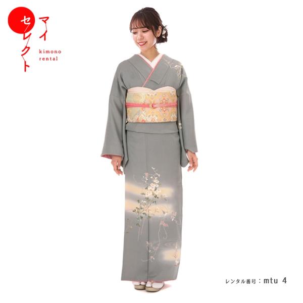↓【もっと見る】をクリックして予約状況カレンダーをご確認してください。<商品名>　mtu_4　:　NO82　グレー　キキョウ<素材>　表地：正絹100％　裏地：合成繊維<サイズ>　裄66cm・身丈167c...