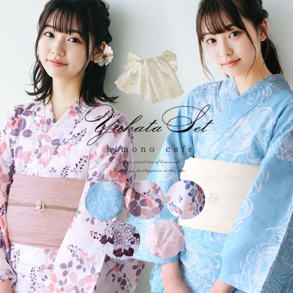 ハイジュニア　女の子　浴衣セット 浴衣2点セット 小学生高学年 中学生 浴衣 シワ兵児帯 白 S M L LL素材サイズ(約)【140サイズ】適応身長140〜150ｃｍ身丈118(12)ｃｍ裄60ｃｍ袖丈63ｃｍ【150サイズ】適応身長14...