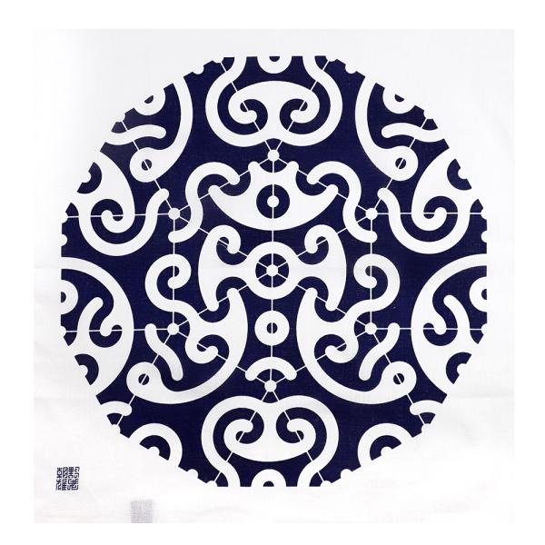 風呂敷 日本製 50cm幅 白地 オフホワイト 紺 ネイビー 野老むすび TOKOLO MUSUBI むす美 美術家 野老朝雄 PPP紋様 唐草 和柄 綿100％ 粋 モダン 北欧 ハンカチ クロス インテリア スカーフ リメイク タペスト...