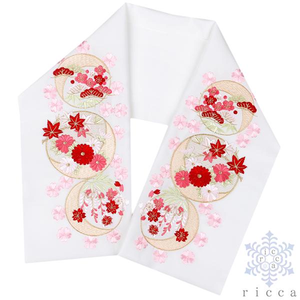 半衿 半襟 振袖 成人式 豪華刺繍 白地 赤 ピンク 薄ピンク 桃色 薄黄緑 白 金 金糸 オフホワイト パステルカラー 桜 菊 松竹梅 藤 月 楓 紅葉 花 さくら 和柄 京和彩 おしゃれ浪漫 おしゃれ半衿 刺繍半衿 フォーマル 礼装 お...