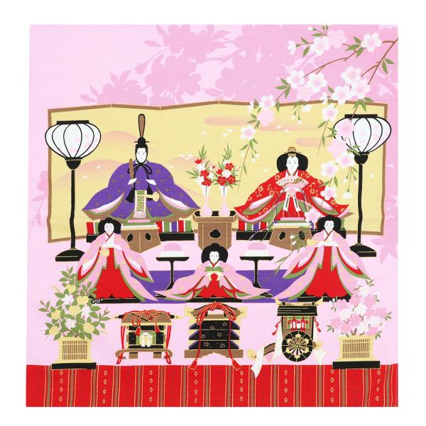 風呂敷 日本製 50cm幅 中巾 ひな祭り 雛祭り お雛様 お殿様 官女 屏風 雪洞 春 桜 サクラ さくら 和柄 有職 縮小風呂敷 綿100％ 粋 モダン 北欧 テーブルクロス インテリア スカーフ リメイク タペストリー ワイン包装 ペ...