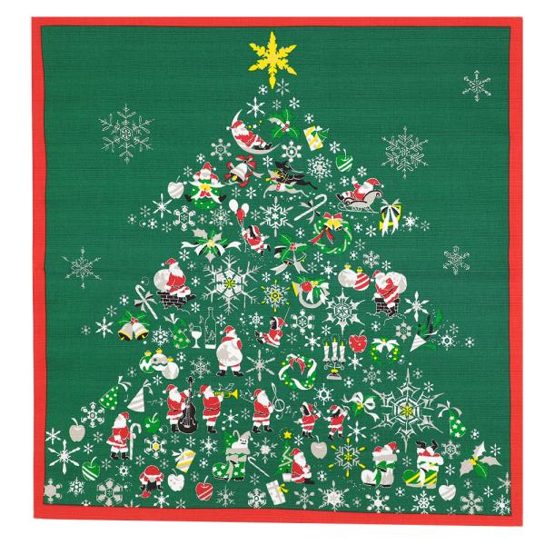 風呂敷 日本製 50cm幅 中巾 クリスマス Christmas Xmas サンタ ツリー トナカイ 星 クラッカー プレゼント 氷柱 雪 風船 ベル ギター ラッパ ロウソク お酒 りんご 雪だるま 冬 有職 縮小風呂敷 綿100％ 粋 ...