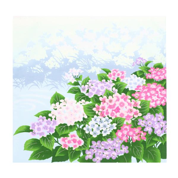 風呂敷 日本製 50cm幅 中巾 夏 あじさい 紫陽花 花 葉っぱ 涼しい 爽やか 有職 縮小風呂敷 綿100％ 粋 モダン 北欧 テーブルクロス インテリア スカーフ リメイク タペストリー ワイン包装 ペットキャリー プレゼント 贈り物...