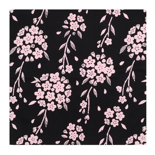 風呂敷 日本製 50cm幅 中巾 リバーシブル 桜 さくら サクラ 花 黒 ピンク 消炭色 和 京の両面おもてなし 綿100％ 粋 モダン 北欧 テーブルクロス インテリア スカーフ リメイク タペストリー ワイン包装 ペットキャリー プレ...