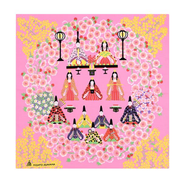 風呂敷 日本製 50cm幅 中巾 花 桃の花 桜 サクラ さくら 菜の花 橘 ピンク 紫 ひな祭り 雛祭り お雛様 お殿様 提灯 浅山美里 ASAYAMAMISATO 和 綿100％ 粋 モダン 北欧 テーブルクロス インテリア スカーフ ...