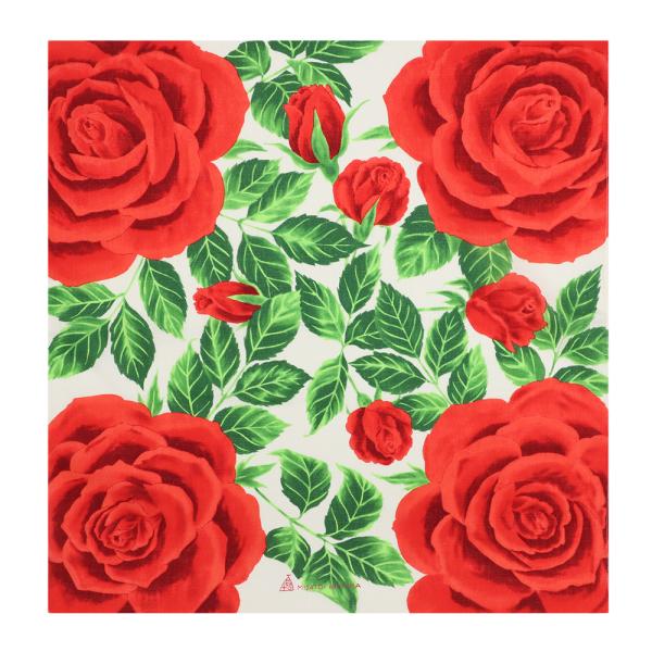 風呂敷 日本製 50cm幅 中巾 バラ 薔薇 ばら 赤 オフホワイト 浅山美里 ASAYAMAMISATO 和 綿100％ 粋 モダン 北欧 テーブルクロス インテリア スカーフ リメイク タペストリー ワイン包装 ペットキャリー プレゼン...