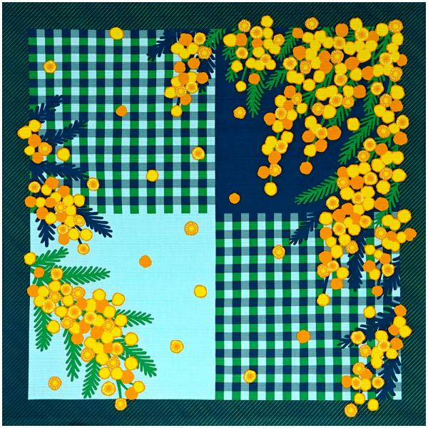 風呂敷 日本製 50cm幅 中巾 綿100％ ディア・レディー ミモザ 花 黄色 緑 プレゼント 母の日 誕生日 リメイク 布 生地 お洒落 個性的 No.26-0165■サイズ   約 50cm × 約 50cm ▽商品詳細■素材綿100...