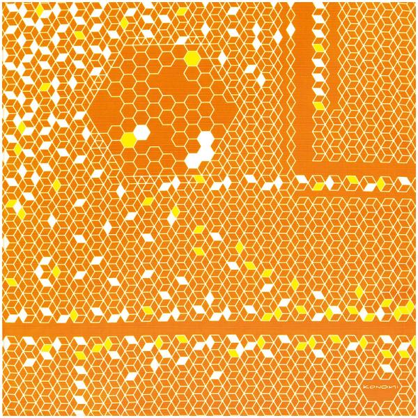 風呂敷 日本製 50cm幅 中巾 綿100％ KONOMI ハニカム オレンジ 幾何学 リメイク 布 生地 お洒落 個性的 No.26-0175■サイズ   約 50cm × 約 50cm ▽商品詳細■素材綿100%（シャンタン）※薄手の生...