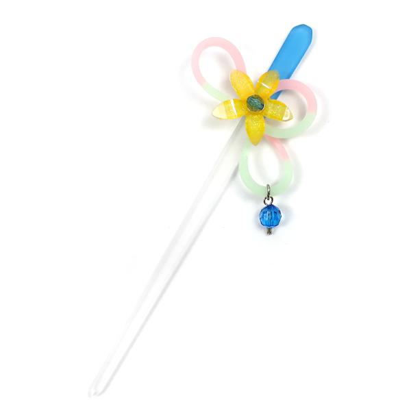 髪飾り 一本差し 花 浴衣 お祭り 夜光 青 水色 黄色 緑 黄緑 ピンク 白 オフホワイト クリア 透明 ビーズ 成人式 花 振袖 前撮り 袴  和装 キッズ 子供 女の子 大人 大人可愛い 可愛い 粋 日本製 お洒落 夢神話 卒業式 結...