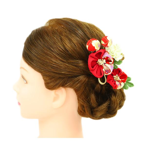 髪飾り 成人式 振袖 前撮り 袴 2点セット 花 赤 ちりめん つまみ細工 玉飾り 組紐 和柄 かんざし 簪 和装 大人 大人可愛い 可愛い 粋 日本製 小さい おしゃれ 和 卒業式 結婚式 入園式 卒園式 謝恩会 七五三 浴衣 お祭り パ...