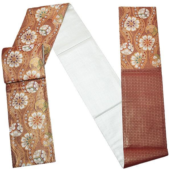 Prices down3）振袖 袋帯「臙脂色 立涌に花文」振袖に お仕立て上がり