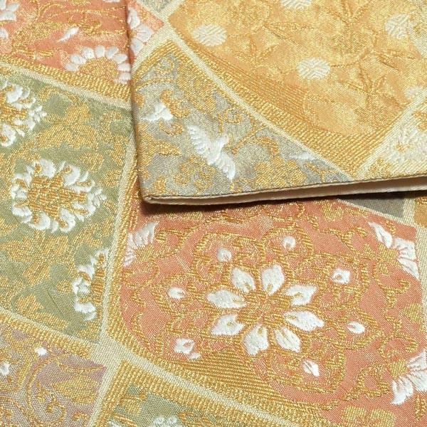 Prices down3）礼装 袋帯 フォーマル「生成り色地 雲に色紙」日本製