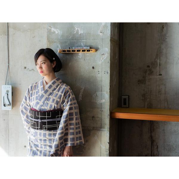 KIMONOMACHI 洗える着物 小紋 木綿 単品 「綿麻 ブルーグレー KIMONOMACHI 洗える着物 小紋 木綿 単品 「綿麻 ブルーグレー