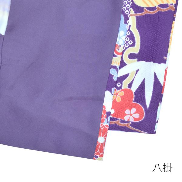 Prices down）袷着物 単品「紫 雪輪に松竹梅と菊」フリーサイズ 着物