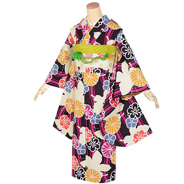 【状態】レンタル処分品貸衣装として使用されていた商品です。大きく目立つ汚れや大きな生地傷等は見られませんが、新品同様のコンディションではありません。【商品内容】お仕立て上がり振袖1点・専用襦袢（半衿付き）1点※襦袢の半衿の柄はおまかせとなり...