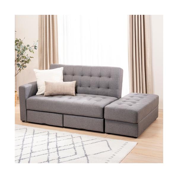 【期間限定大特価】ヤマダオリジナル　マルチソファ　ニース　GY布グレー　2Pソファ　スツール付　背もたれリクライニング【WEB限定販売モデル】 448