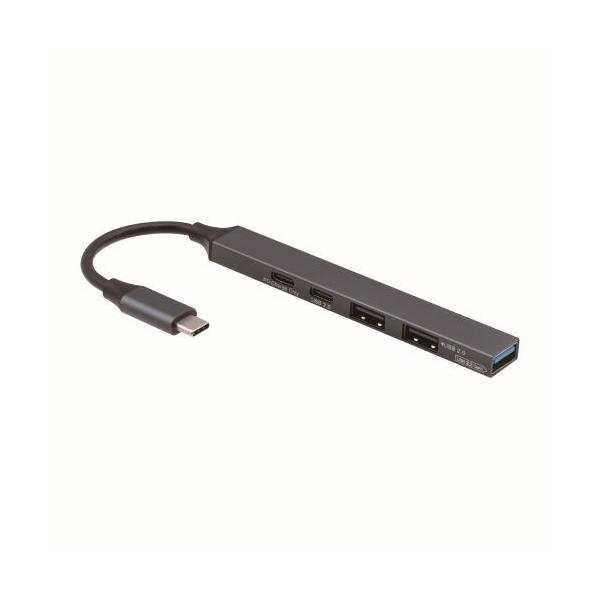 ナカバヤシ UH-C3445GY USB3.2 Gen1+2.0 5ポートハブ STIX PD対応 グレー 131