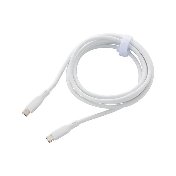 オーム電機 SMT-L20SCC-W なめらかケーブル USB-C to C 2m PD100W対応 ホワイト 131
