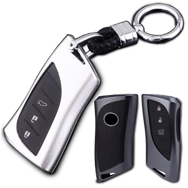 【ご確認】２枚目の適合キー画像と、実物キーをご確認下さい。車種名が同じでも、年式等で形状が異なる場合が御座います。【内容/材質】キーケース：アルミ合金+レザーパッドキーホルダー：亜鉛合金+編み込みレザーねじ回し工具ほんのりと輝く上品で手にな...