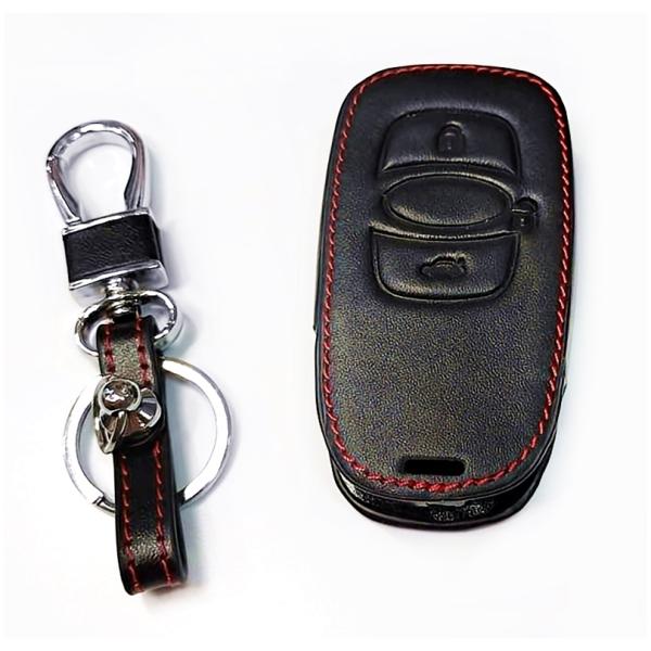 ご覧いただきありがとうございます。【ご確認】２枚目の適合キー画像と、実物キーをご確認下さい。車種名が同じでも、年式等で形状が異なる場合が御座います。【内容/材質】キーケース：本革（黒革+赤ステッチ）キーホルダー：亜鉛合金+本革ベルト赤いステ...