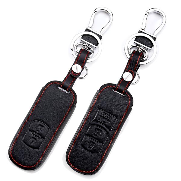 ご覧いただきありがとうございます。【ご確認】２枚目の適合キー画像と、実物キーをご確認下さい。車種名が同じでも、年式等で形状が異なる場合が御座います。【内容/材質】キーケース：本革（黒革+赤ステッチ）キーホルダー：亜鉛合金+本革ベルト赤いステ...