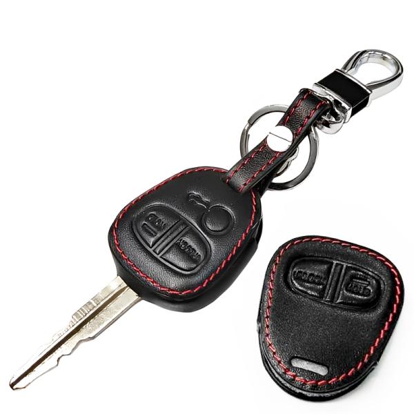 ご覧いただきありがとうございます。【ご確認】２枚目の適合キー画像と、実物キーをご確認下さい。車種名が同じでも、年式等で形状が異なる場合が御座います。【内容/材質】キーケース：本革（黒革+赤ステッチ）キーホルダー：亜鉛合金+本革ベルト赤いステ...