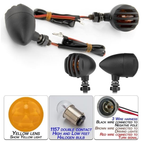 ★レトロフェンスデザインが独特の雰囲気をもたらします。【内容/材質】 金属製のため、重厚感がございます。本体：４個（１台分）【商品】 バルブ：ハロゲン（ダブル球12V 10W/5W）《配線》１本目：（−）２本目：アンバー（+）３本目：２本目...