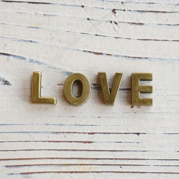 アルファベットパーツの「L」「O」「V」「E」×各１点のセットです。