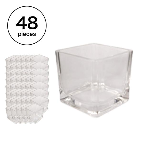 キャンドルワックスやジェルワックスを注いでオリジナルキャンドル制作にお使い頂けるグラスです。キャンドルのホルダーの容器などにもお使い頂けます。フィルムつきなので、ほこり防止に役立ちます。■サイズ：６ｃｍ×６ｃｍ■容量：１３０ｍｌ■数量：48...