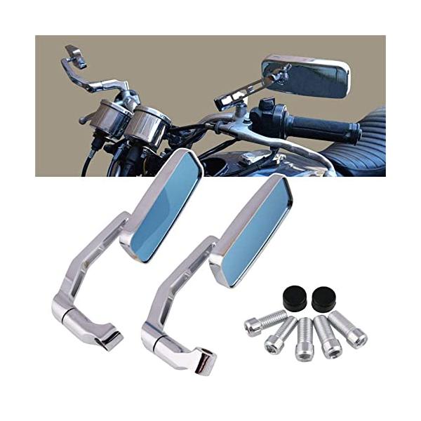 汎用品ですので様々な車種に対応します。サイズ・形状をご確認の上ご購入をお願いいたします。逆ネジ付きなのでヤマハ車も即取り付け可能です。アーム部の取り付け角度を水平まで調整でき、バックミラーを極力低い位置に設置可能です。ビッグスクーター等で流...