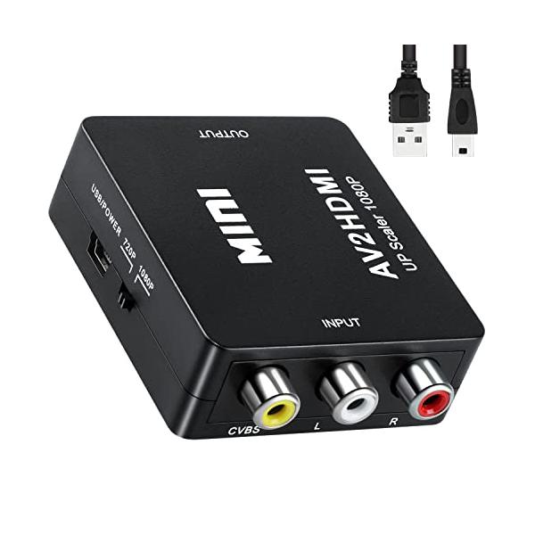 RCA to HDMI 変換コンバーター : アナログRCAコンポジット（赤、白、黄）入力をHDMI 720P/1080P（60HZ）出力に変換し、HDTV/モニターに表示します。 ドライバーは必要なくて、プラグアンドプレイするだけです。 ...