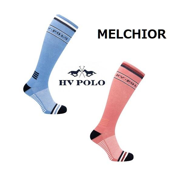 定番人気のHV POLO(エイチブイ ポロ）HV Polo Socks  MELCHIOR パーツにより編み方を変えることにより履き心地の良いライディングソックスです。コントラストカラーのストライプとロゴでスポーティーなデザインです。厚底タ...