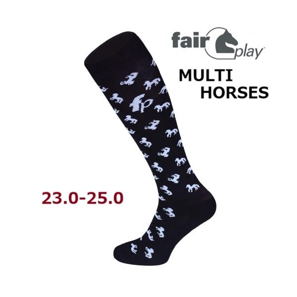 ポーランドのブランドFairplay（フェアプレイ）のライディングソックスです。FairPlay MULTI HORSES socks全体に散りばめられたホース模様がかわいいソックス。踵から爪先にかけてはやや厚みがありしっかりとしています。...