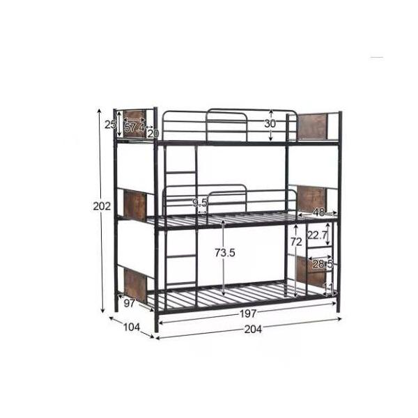 サイズ 外寸：104幅×204長さ×202高さcm 重量：56kg 各段耐荷重：約120kg 素材：MDF+スチール（塗装仕上げ） カラー ブラック、ホワイト 生産国：中国 組立品/完成品：組立品point1.分離可能三段ベッド 各ベッド分...