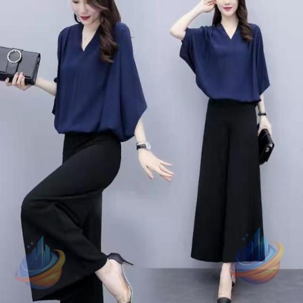 G0299● 商品名 ● かっこいい パンツドレス セットアップ セパレート レディース パーティードレス 結婚式 服装 お呼ばれドレス パンツ 袖あり 長袖 七分袖 大きいサイズ 3L 4L オフィス 通勤服 Vネック シンプル ゆったり...